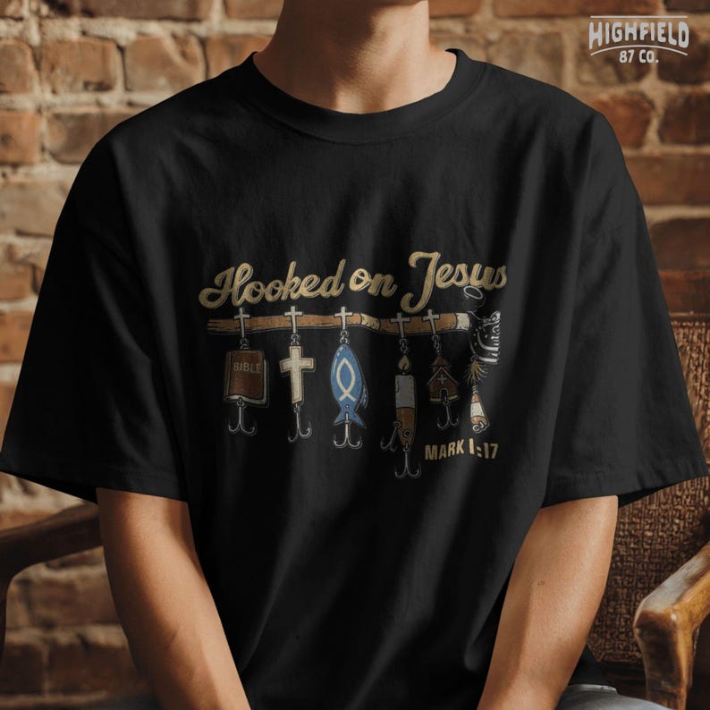 Christian Fishing PNG, Hooked on Jesus, Angler Shirt Design (digital ...