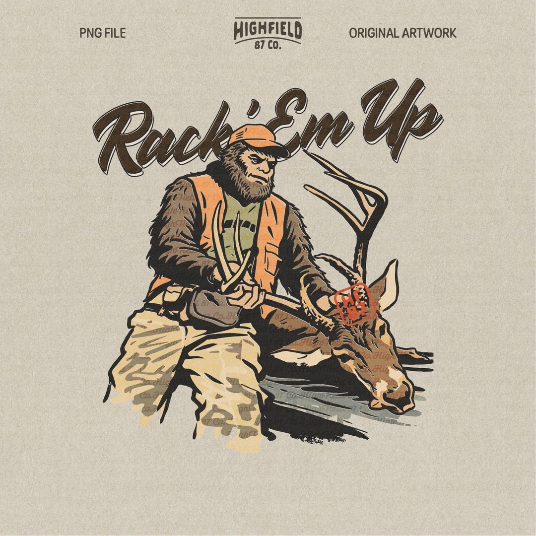 Bigfoot Hunting PNG, Sasquatch Deer Rack Illustration, Funny Hunter ...