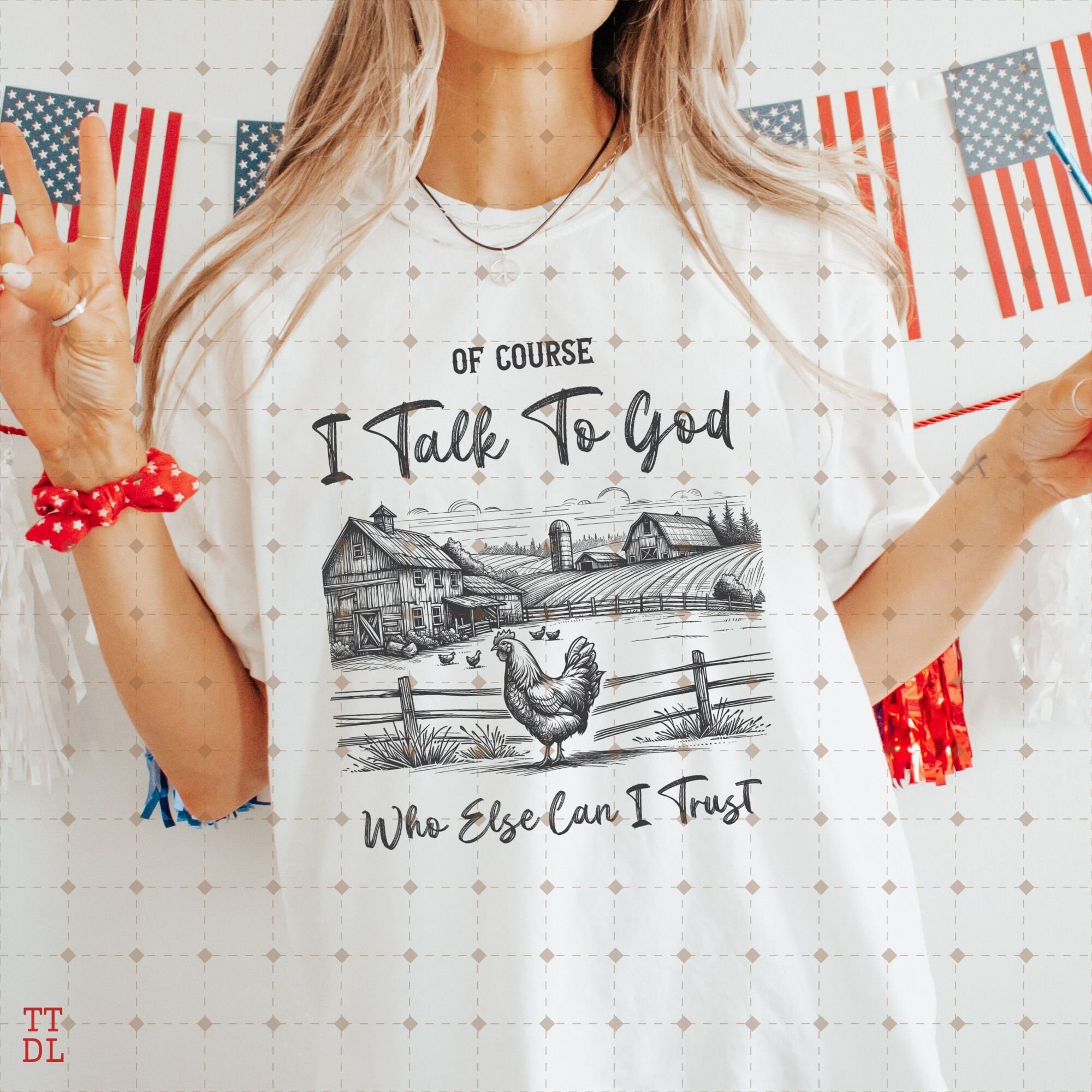 Christian Farmhouse PNG I Talk to God Trust Quote With Chicken & Barn ...