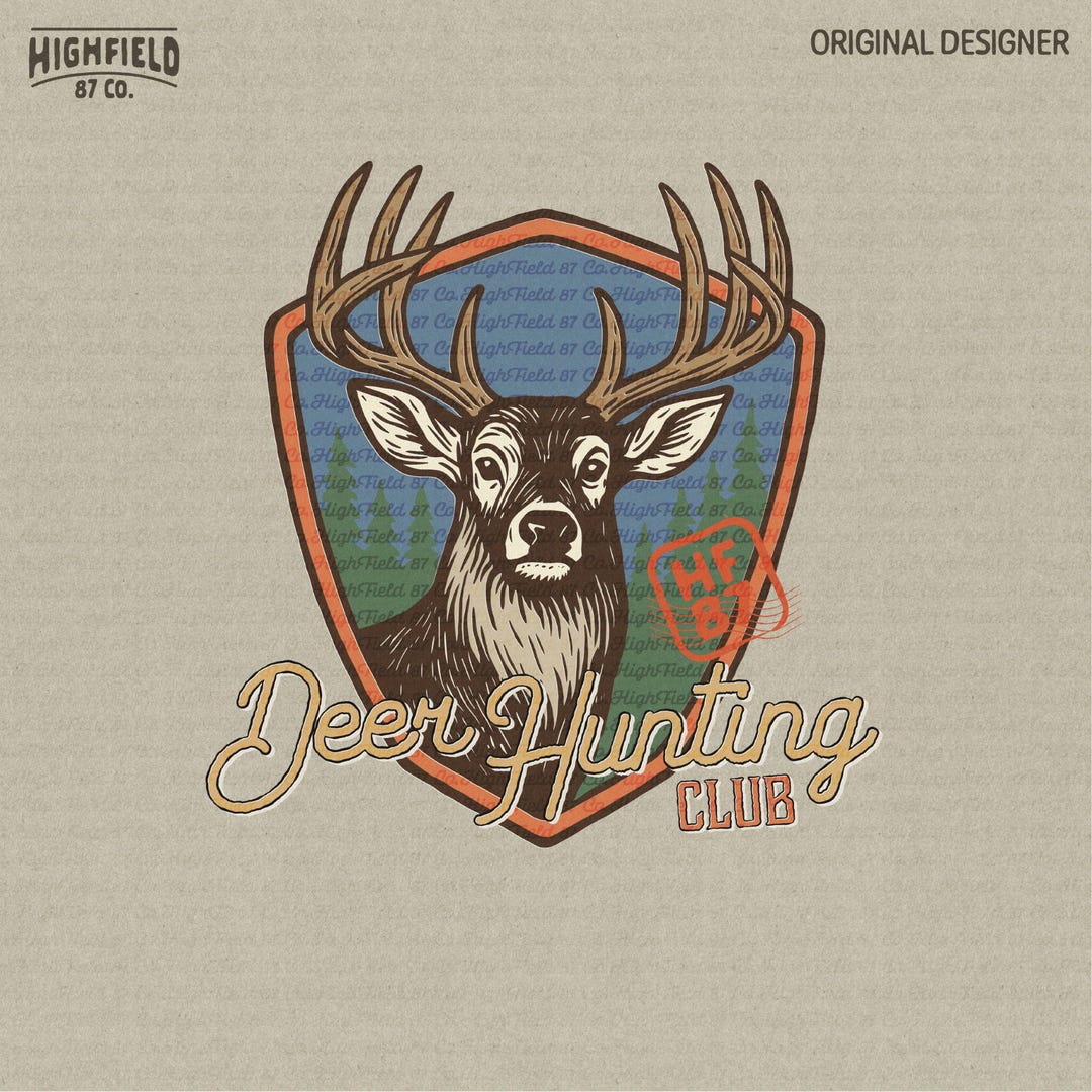 Deer Hunting Club PNG Vintage Buck Head Badge Hand-drawn Whitetail ...