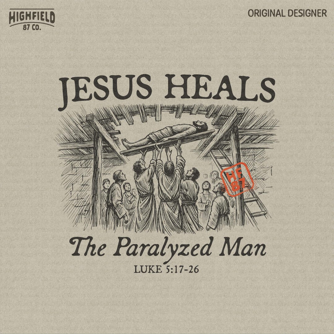 Jesus Heals Paralyzed Man PNG, Christian Scripture Art (digital ...