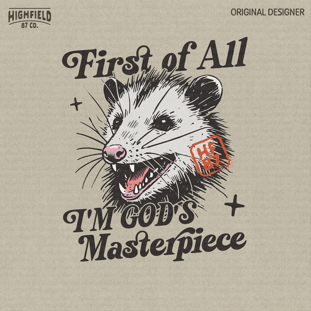 Christian Possum T-shirt Design, I'm God's Masterpiece PNG (digital ...