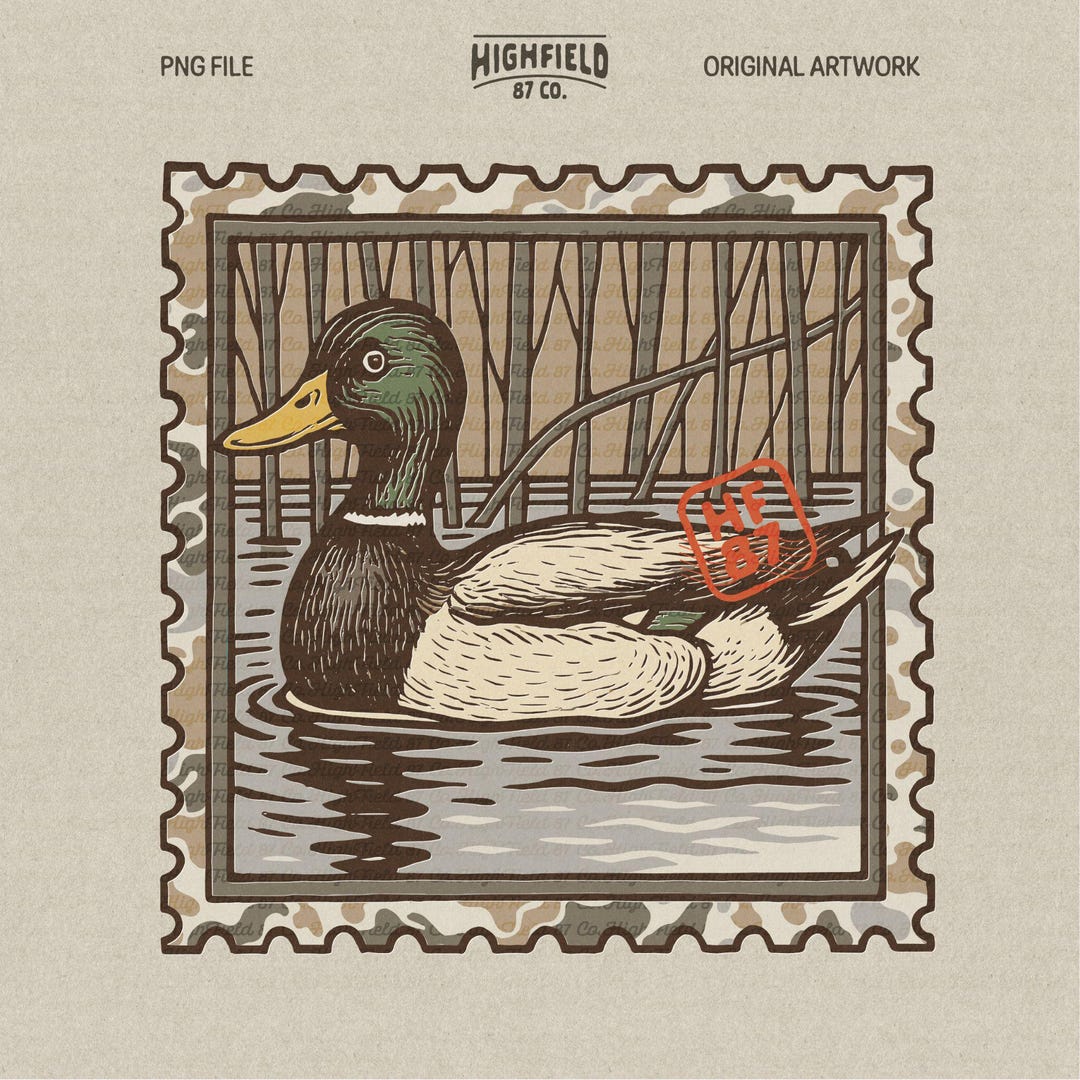 Mallard Duck PNG Marsh Stamp Frame Vintage Waterfowl Artwork Outdoor ...