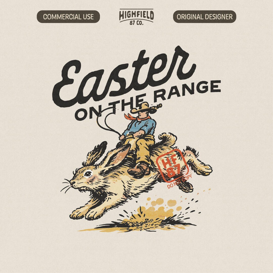 Easter Cowboy PNG Bunny Rodeo Western Shirt Design Vintage Spring ...