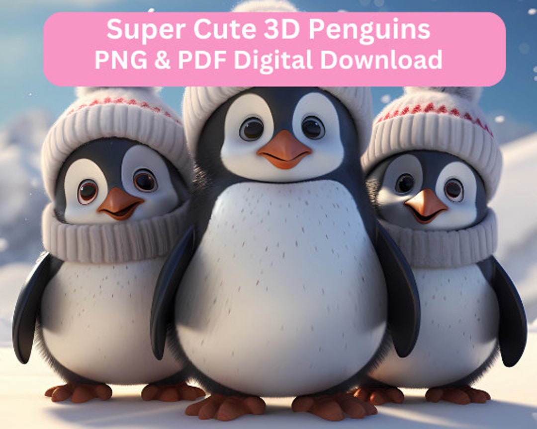3D Cute Penguin - PNG Clipart - Digital Download - PDF - Christmas ...