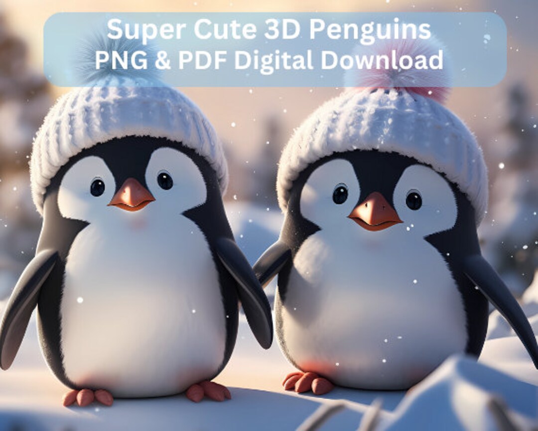 3D Cute Penguin - PNG Clipart - Digital Download - PDF - Christmas ...