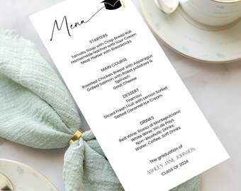 Graduation Menu Template, Graduation Party Menu Template, Editable ...