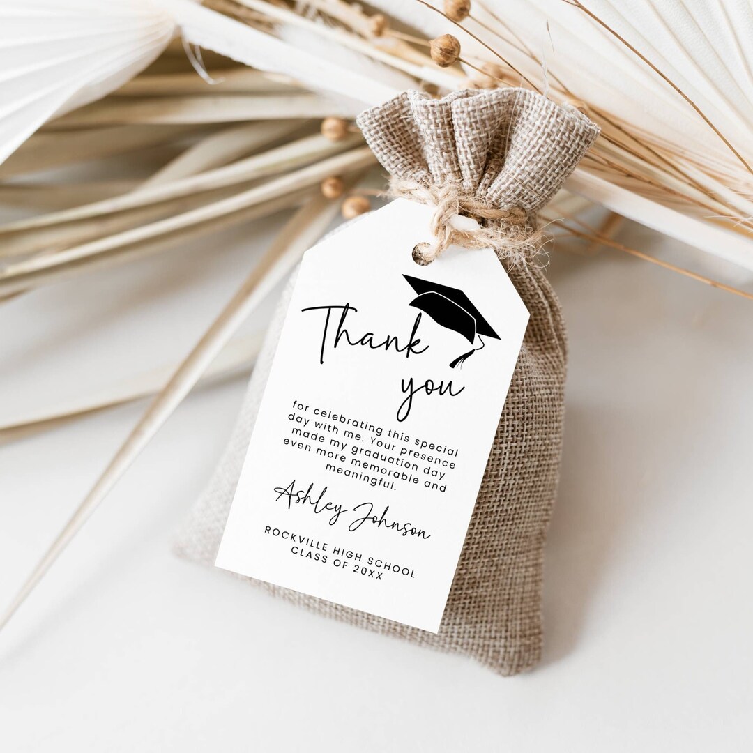 Graduation Favor Tags, Graduation Thank You Tags, Editable Thank You ...