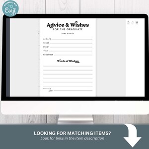 Editable Graduation Advice and Wishes Card, Advice and Wishes for the ...