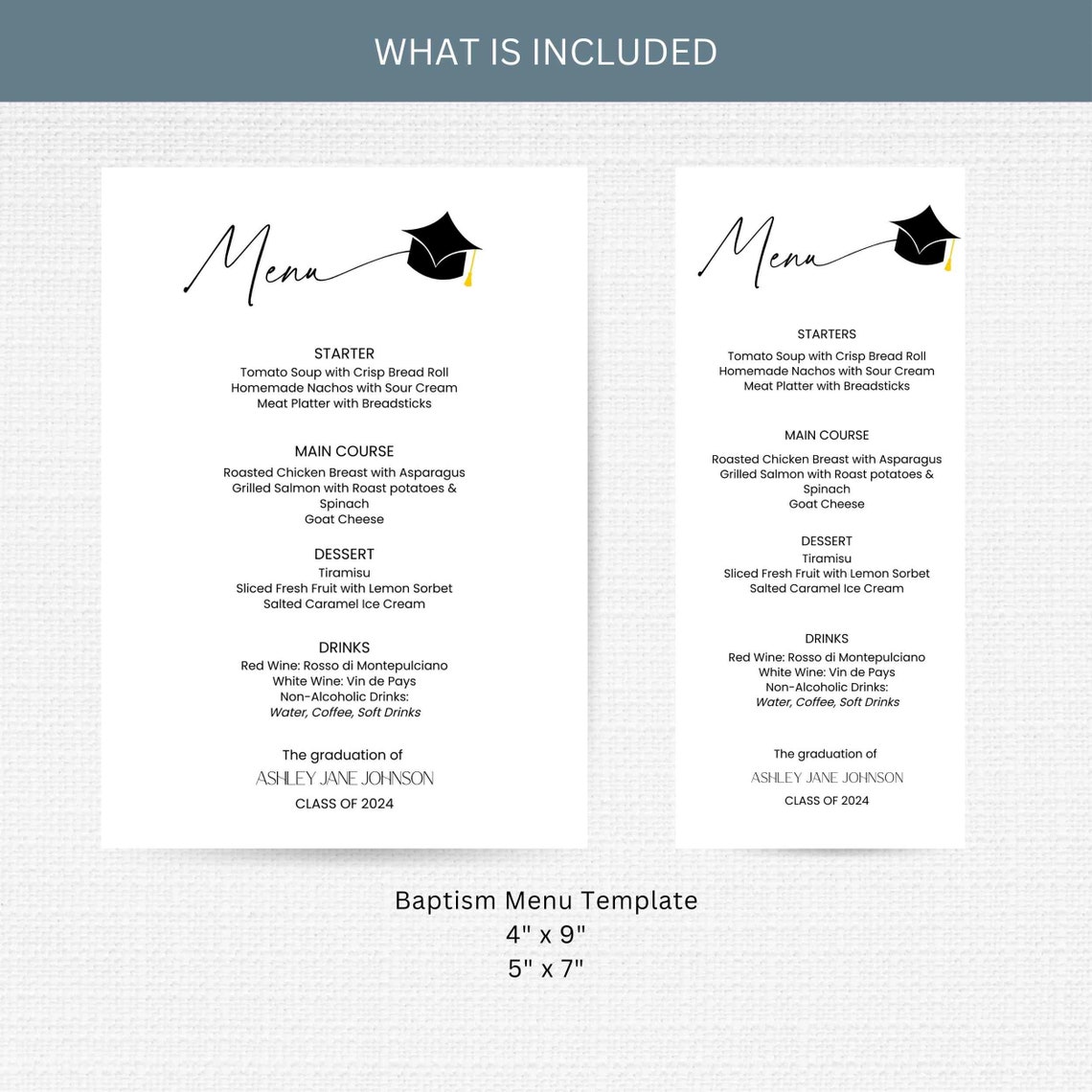 Graduation Menu Template, Graduation Party Menu Template, Editable ...