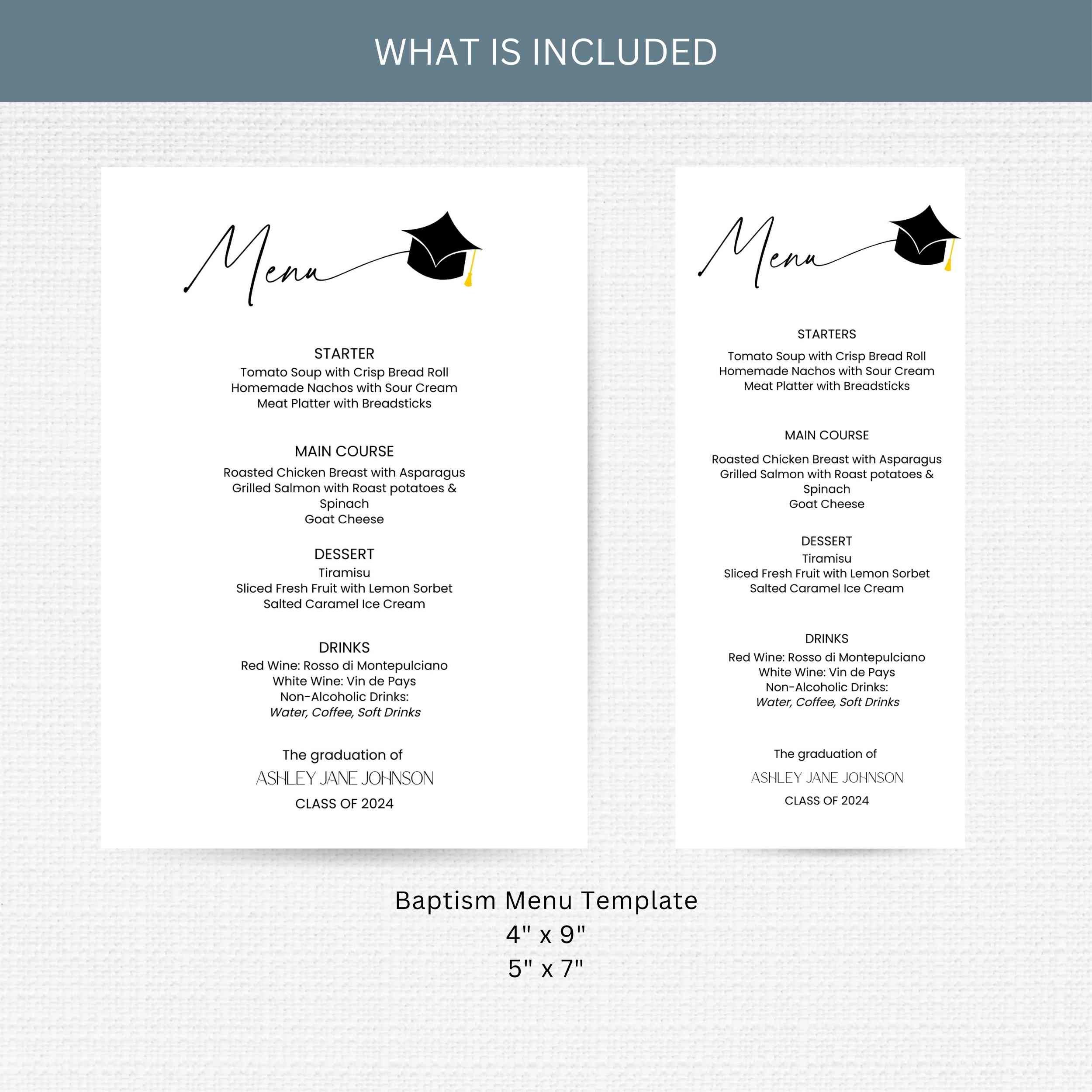 Diy Graduation Menu Templates
