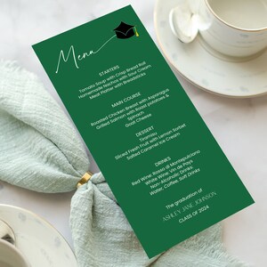 Graduation Menu Template, Graduation Party Menu Template, Editable ...