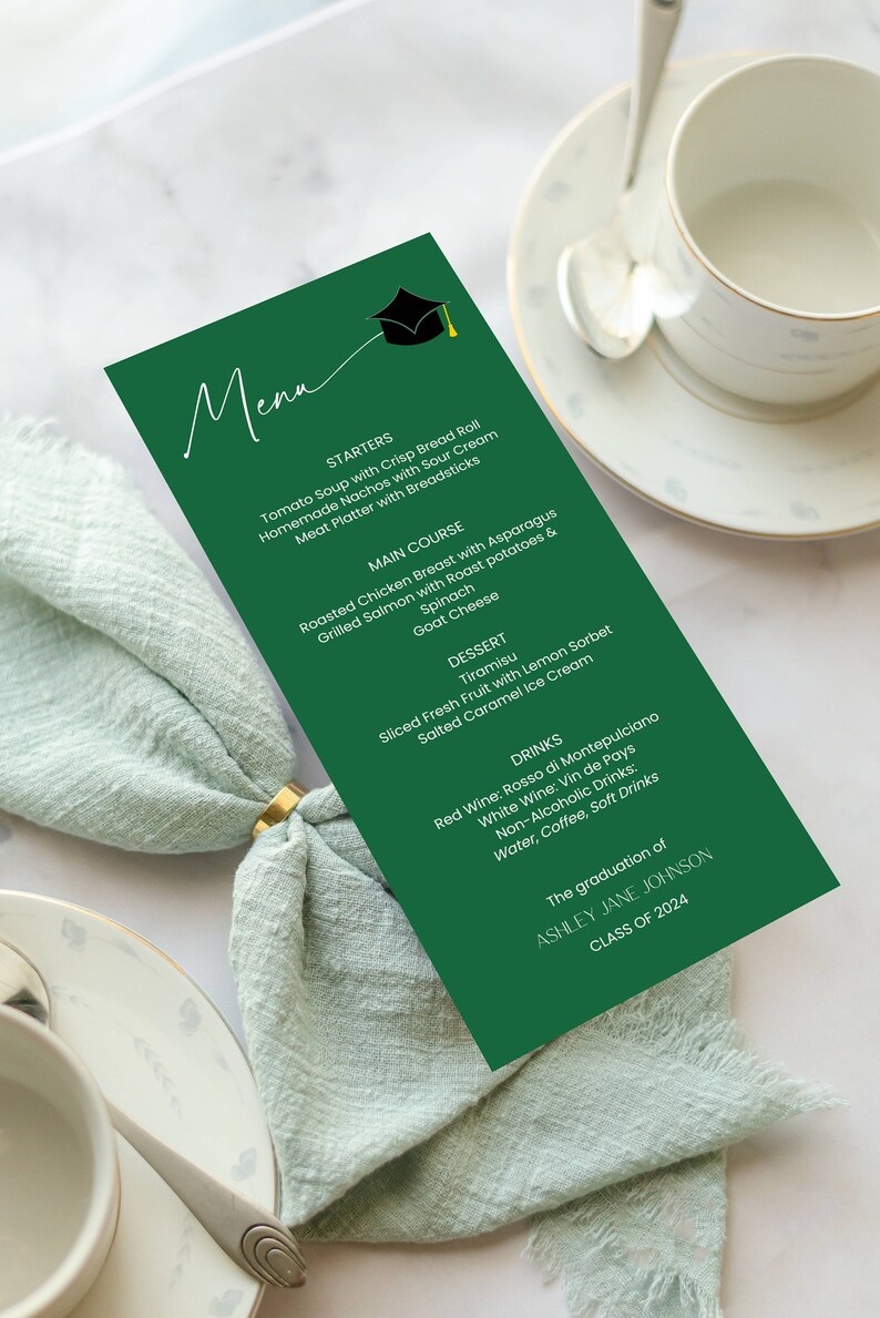 Graduation Menu Template, Graduation Party Menu Template, Editable ...