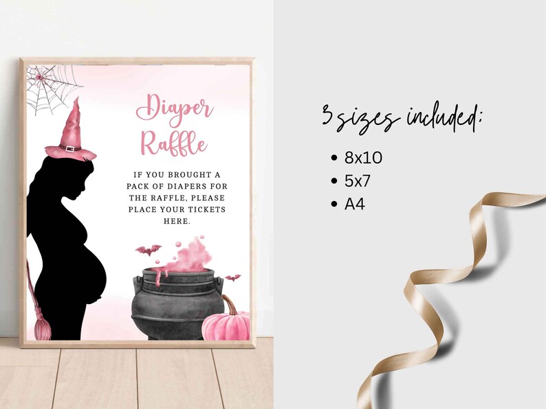 Diaper Raffle Sign Halloween Baby Shower Sign Witch Baby - Etsy