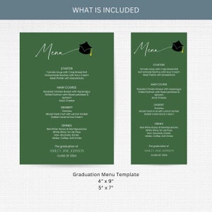 Graduation Menu Template, Graduation Party Menu Template, Editable ...