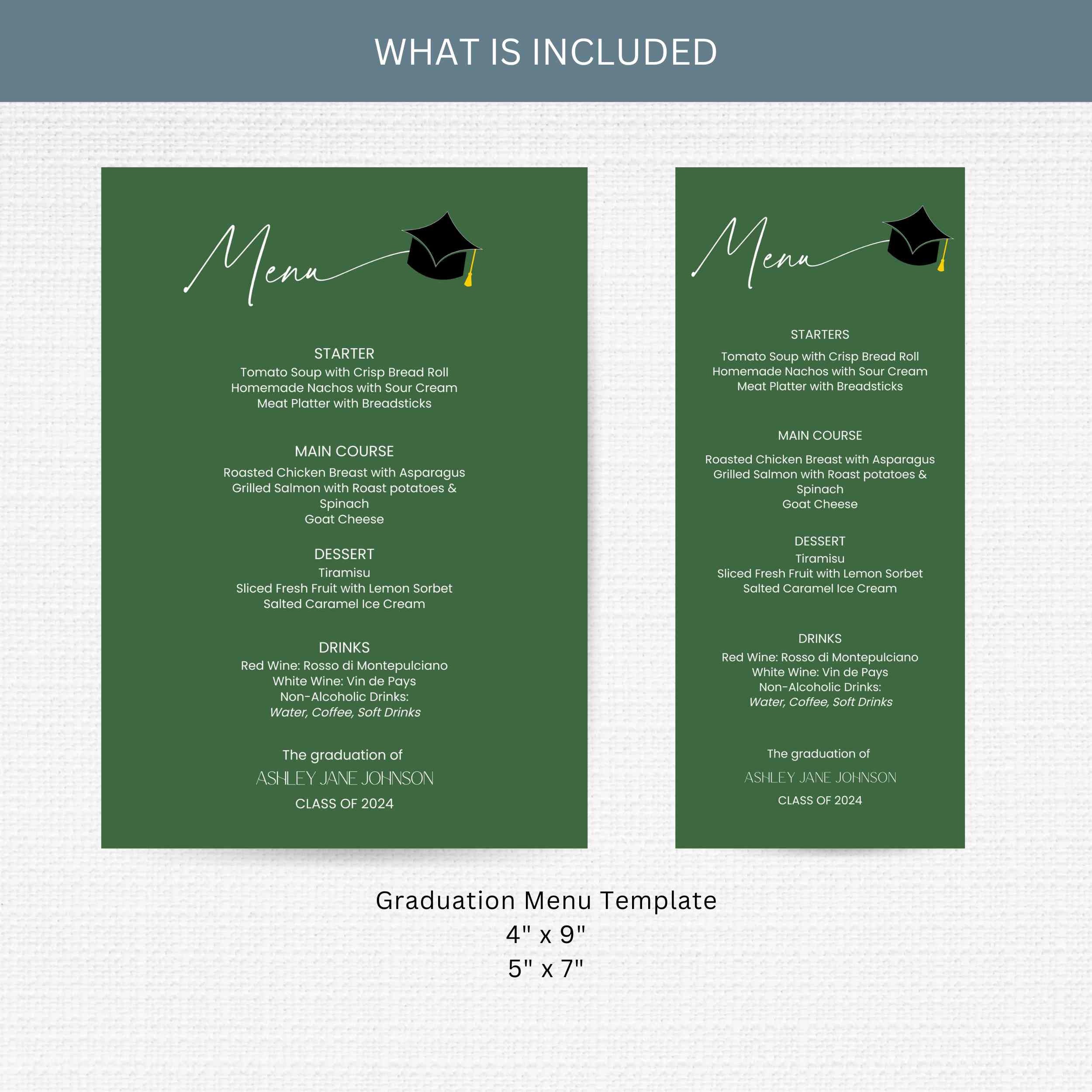 Graduation Menu Template, Graduation Party Menu Template, Editable ...