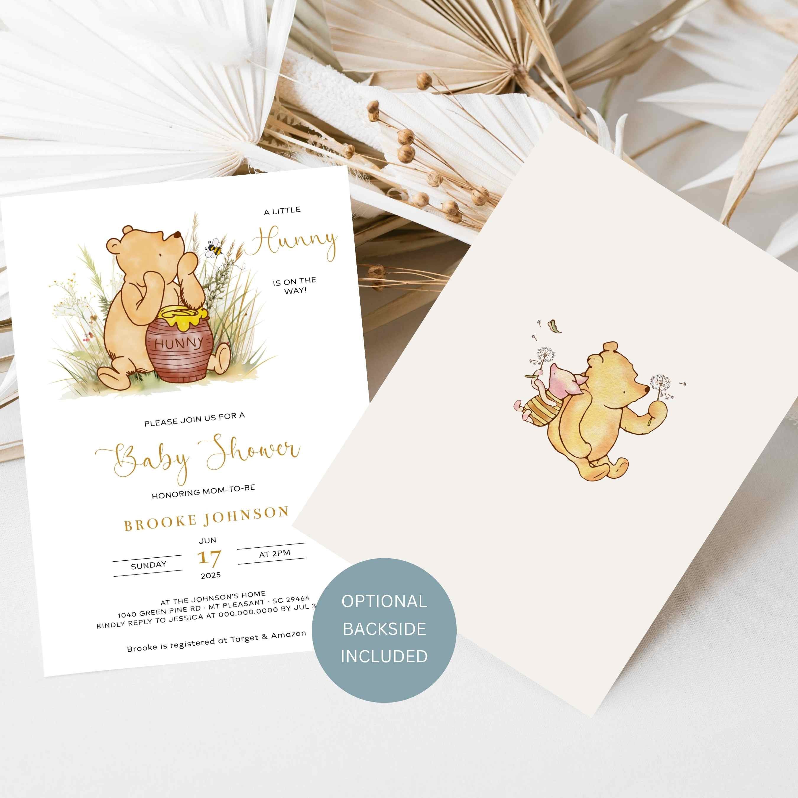 Winnie the Pooh Baby Shower Invitation, Piglet Hunny Party Invite ...