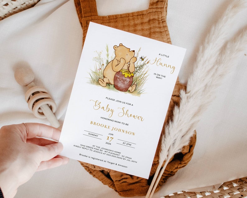 Winnie the Pooh Baby Shower Invitation, Piglet Hunny Party Invite ...