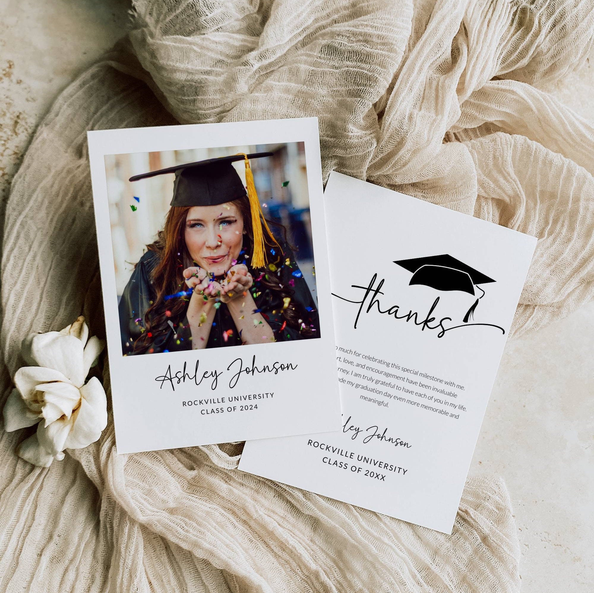 Graduation Party Thank You Template, Editable Printable Graduation ...