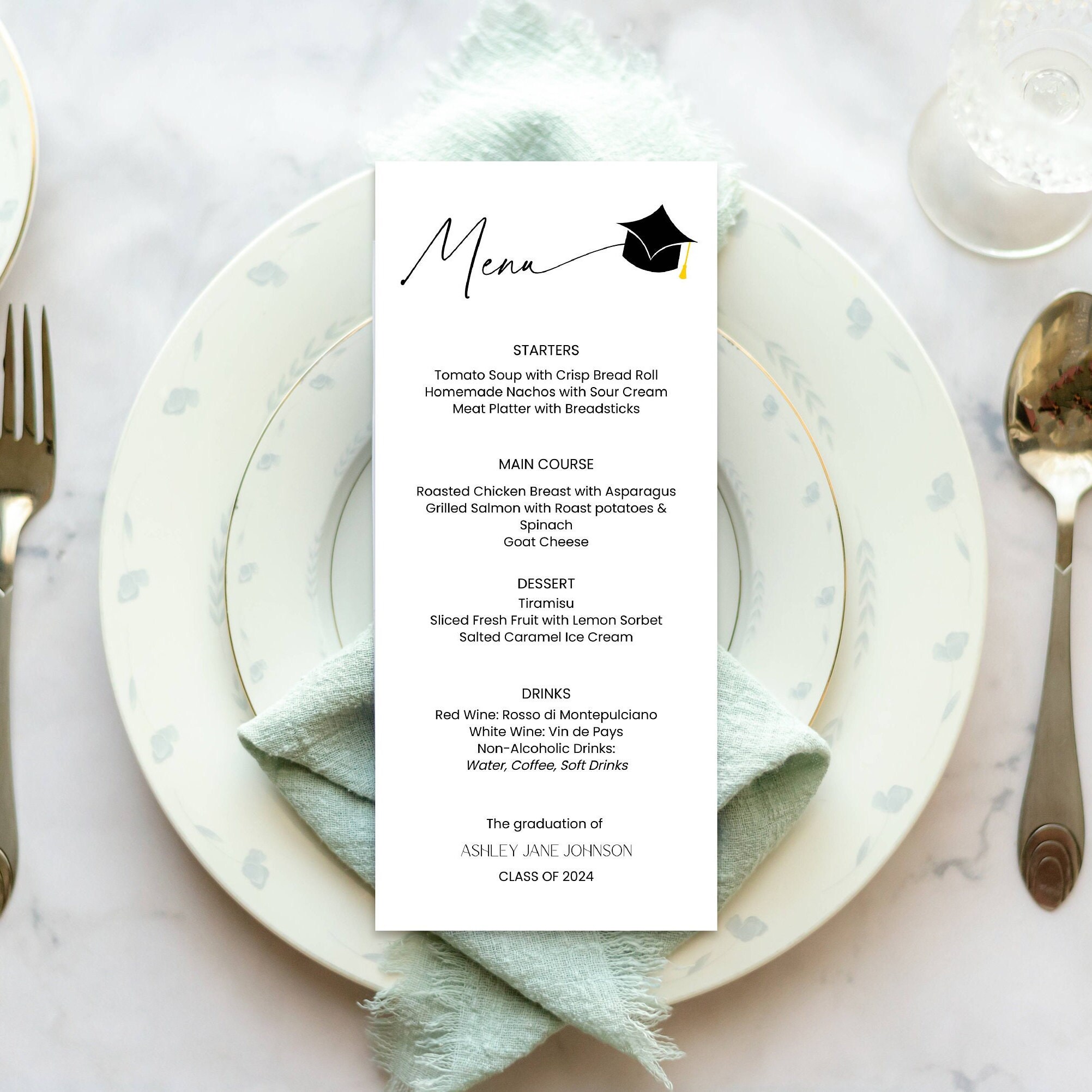 Diy Graduation Menu Templates