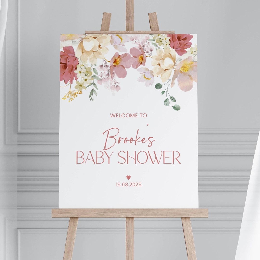 Baby in Bloom Welcome Sign Template for a Girl's Baby Shower, Printable ...