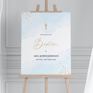 Light Blue and Gold Baptism Welcome Sign Template, Printable Baptism ...