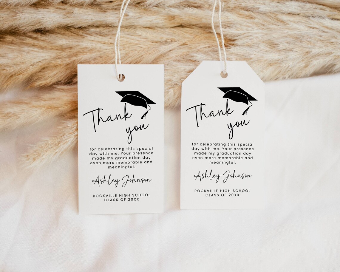 Graduation Favor Tags, Graduation Thank You Tags, Editable Thank You ...