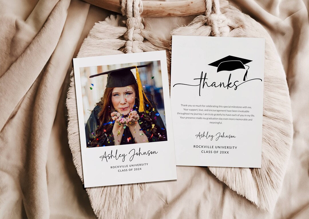 Graduation Party Thank You Template, Editable Printable Graduation ...