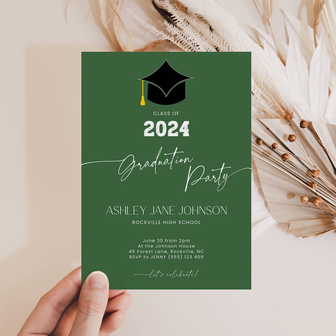 Graduation Party Invitation Template, Printable Modern Graduate ...