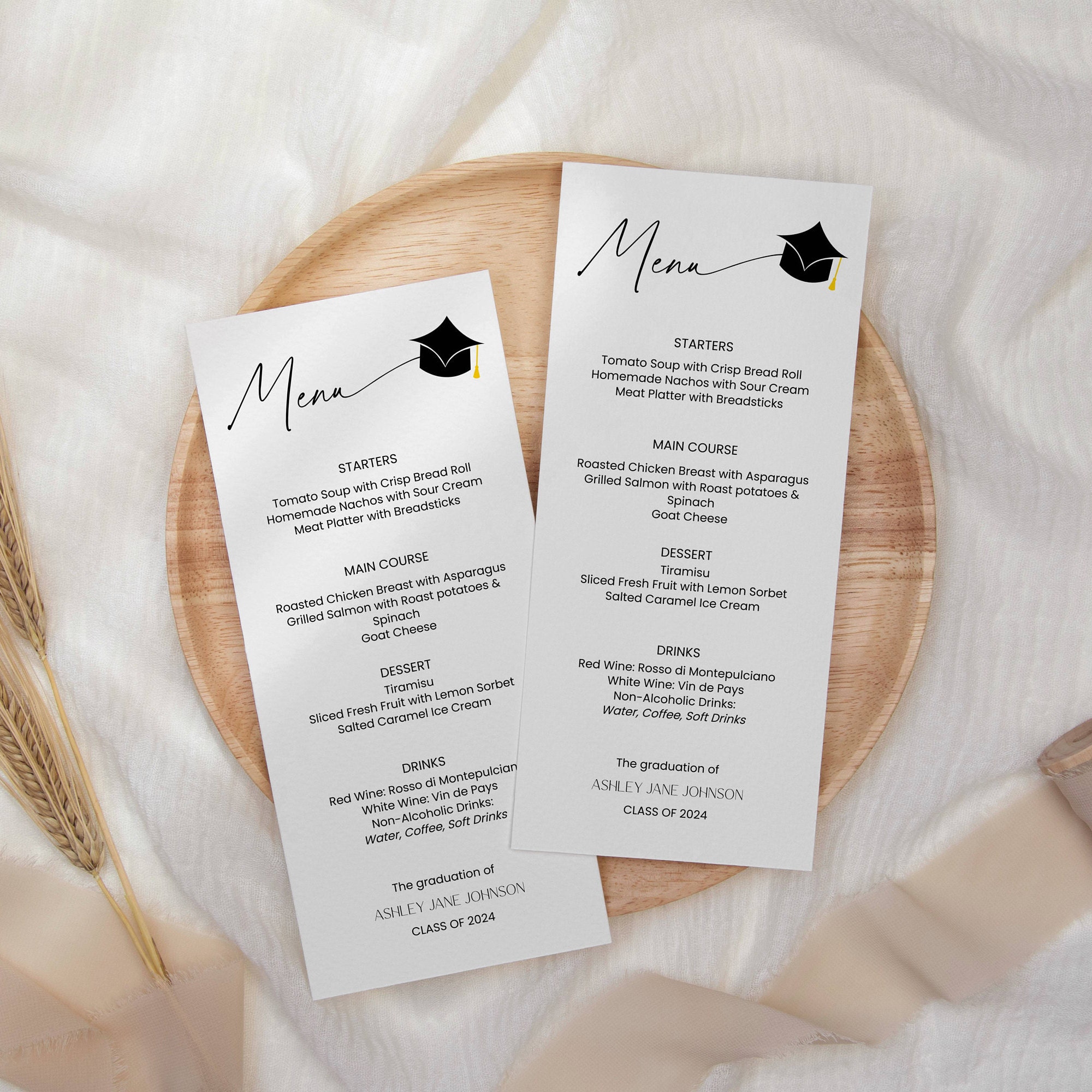 Graduation Menu Template, Graduation Party Menu Template, Editable ...