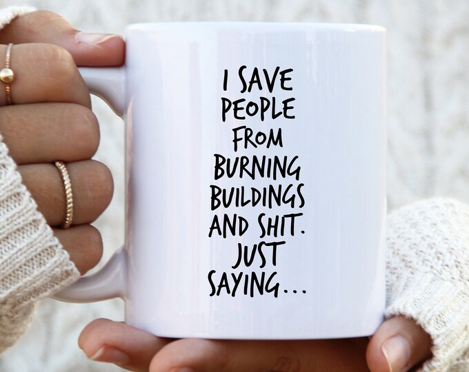 Funny Firefighter Coffee Mug Fire Department is My Happy Place Gifts ...