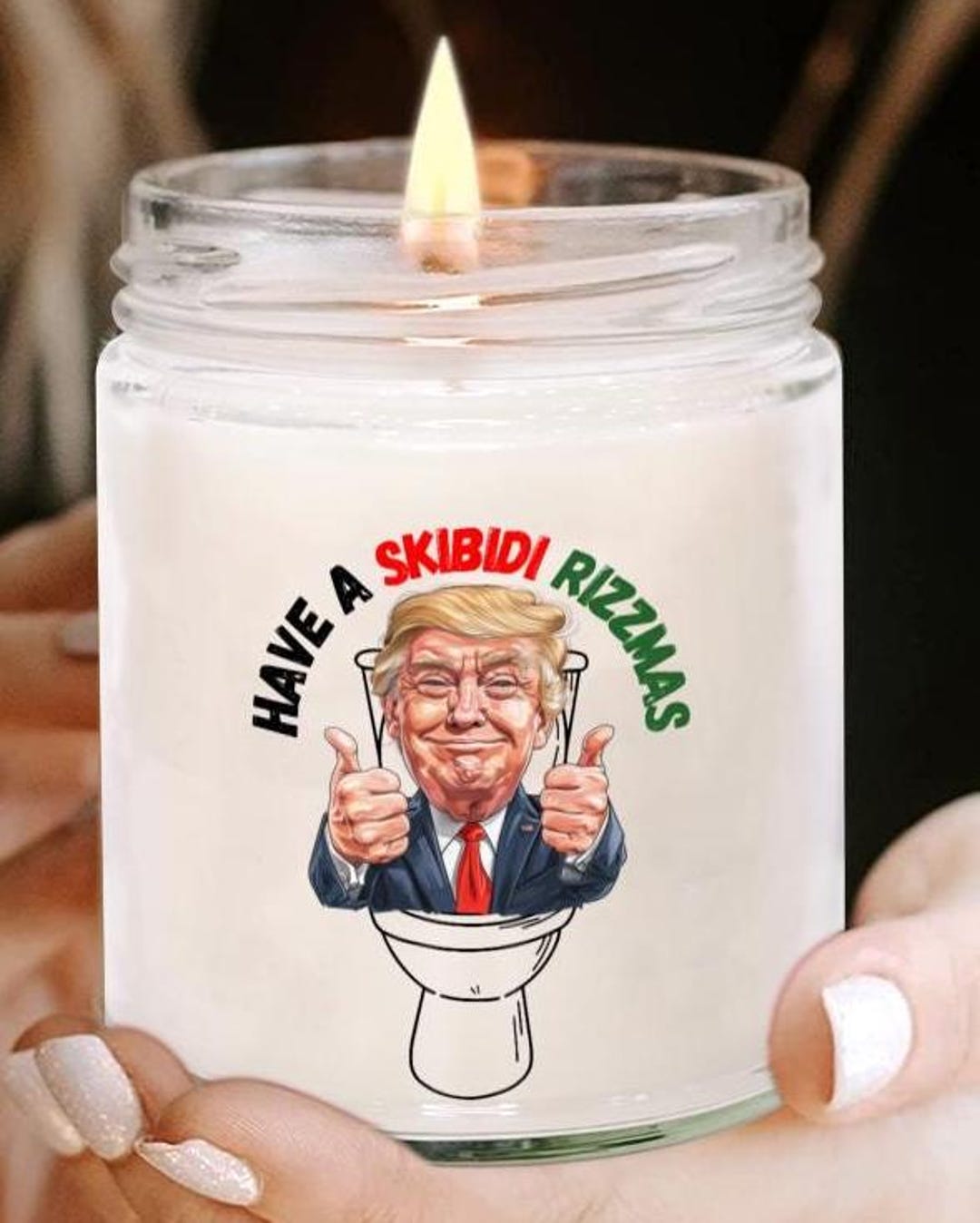Skibidi Rizzmas Trump Vanilla Candle, Skibidi Toilet Candle, Christmas ...