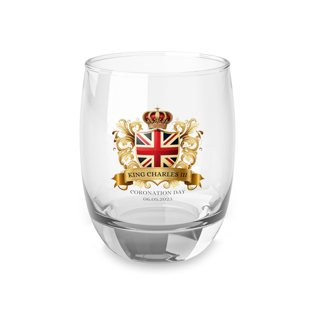 King Charles III Coronation Gift, King Charles Shield Whiskey Glass ...