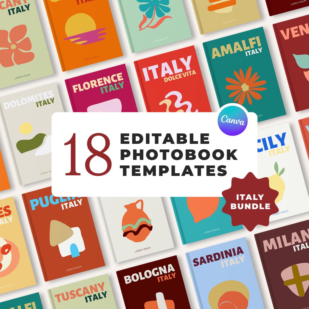 18 ITALY Travel Print Photo Book Template Bundle | Customizable Coffee ...