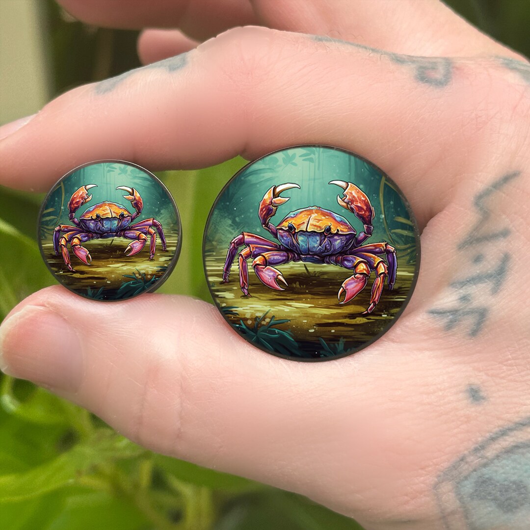 Crab Picture Image Plugs Gauges 8mm to 50mm 0g 2 Inch - Etsy