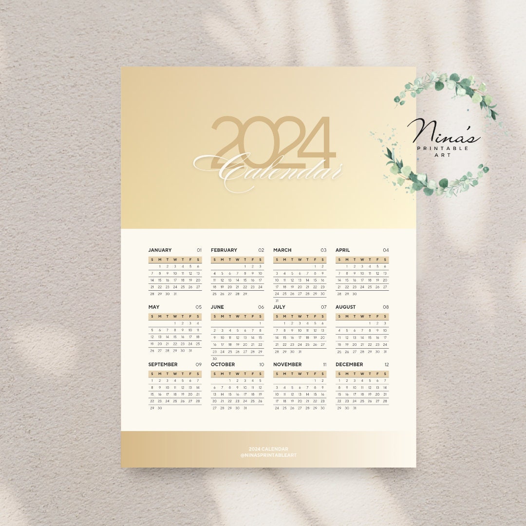 2024 Calendar | 18x24 Digital Download | Wall Decor | Printable ...