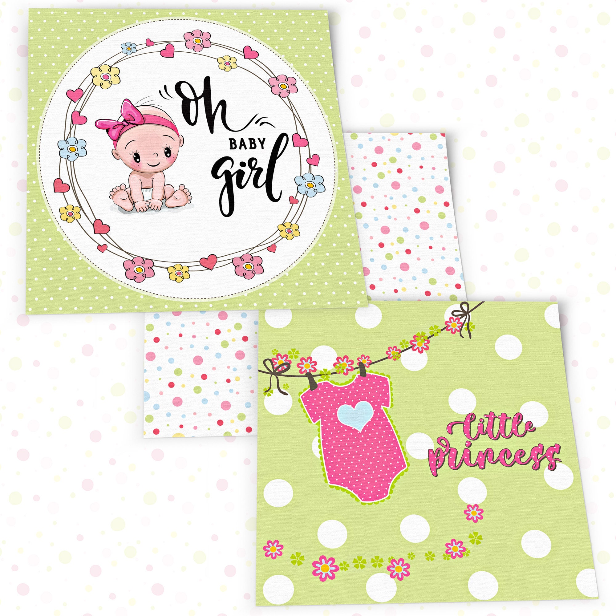 Baby Girl Digital Paper Pack, Baby Backgrounds, Baby Scrapbook Paper ...
