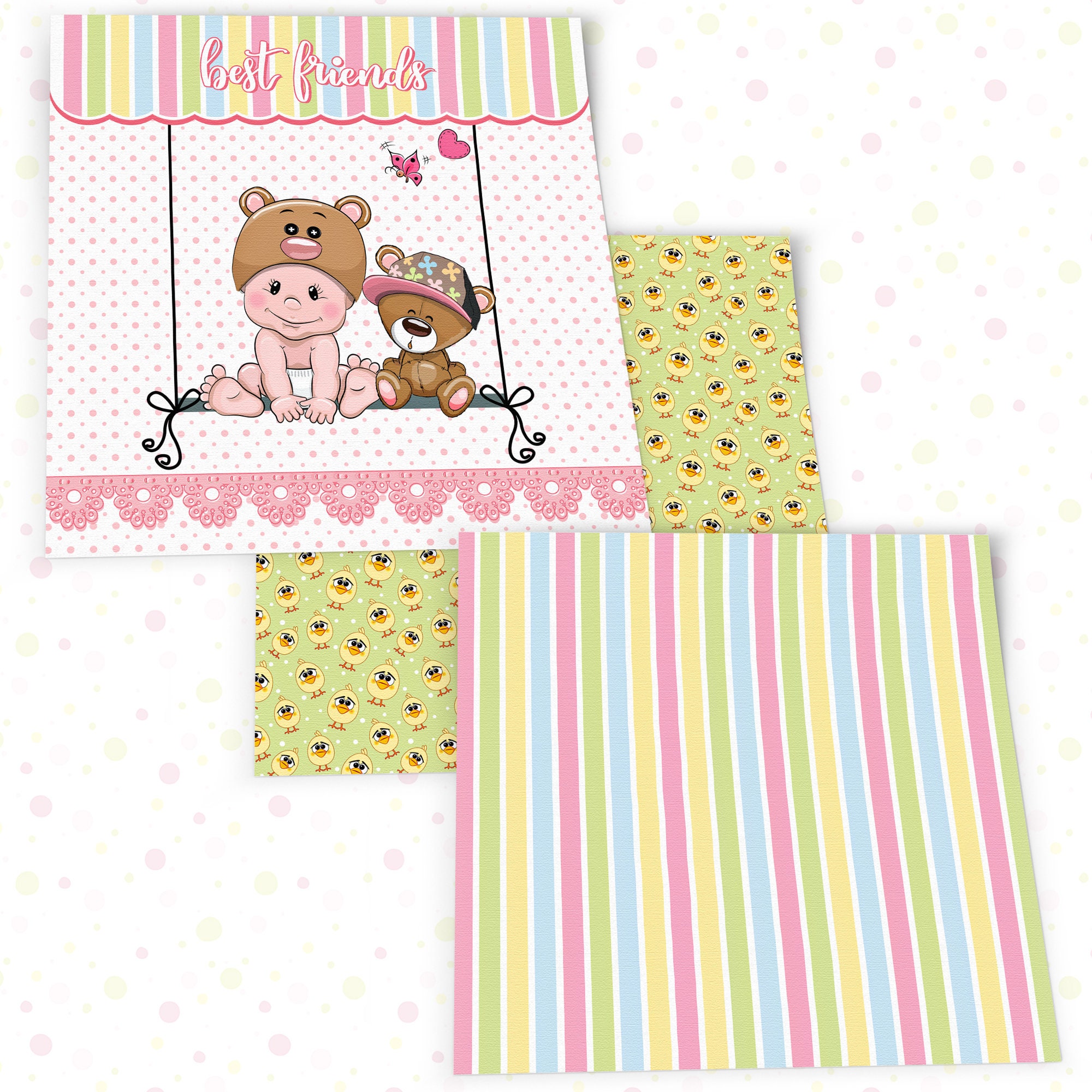 Baby Girl Digital Paper Pack, Baby Backgrounds, Baby Scrapbook Paper ...