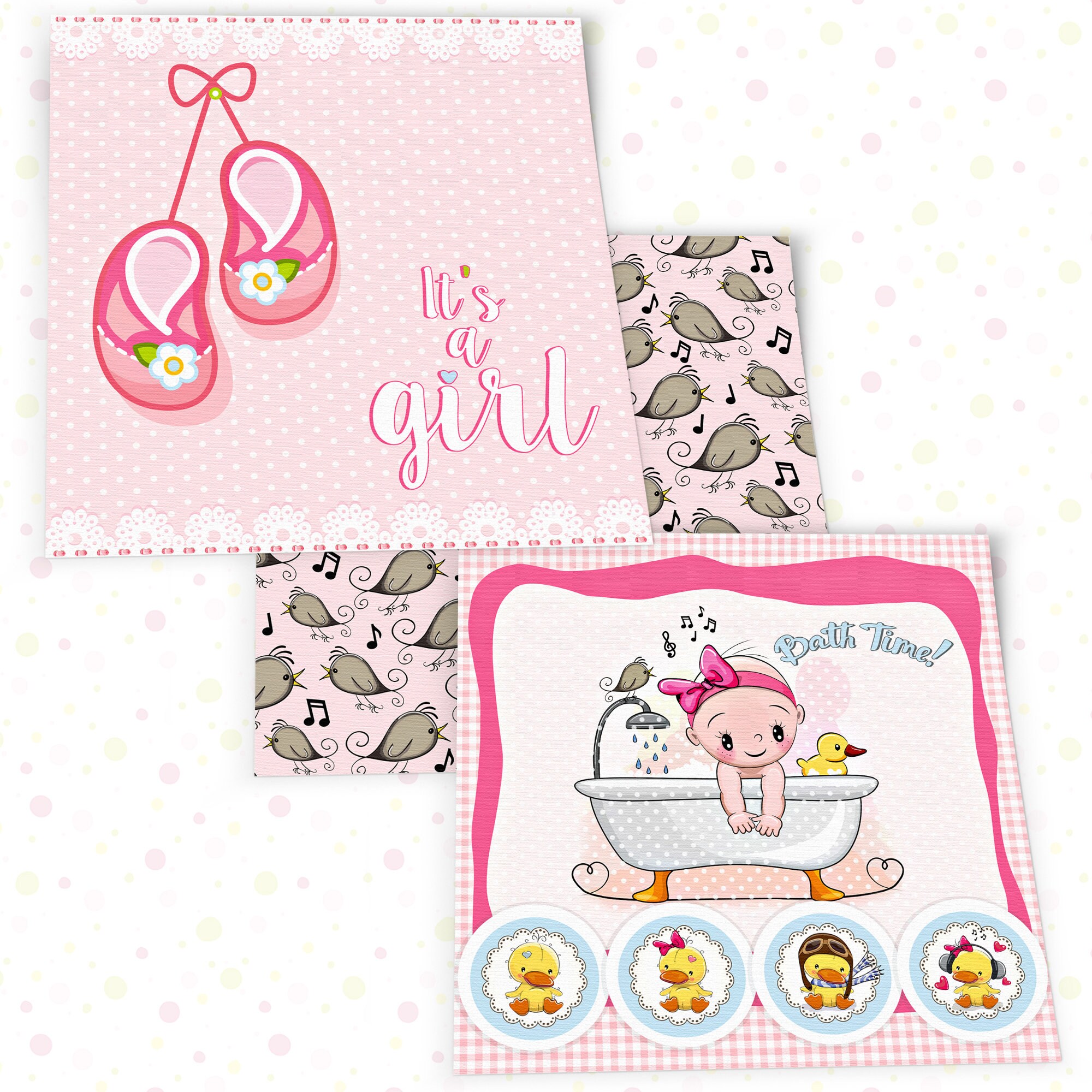 Baby Girl Digital Paper Pack, Baby Backgrounds, Baby Scrapbook Paper ...