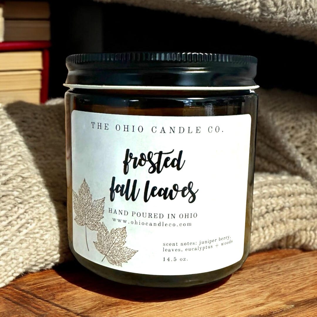 Frosted Fall Leaves Candle, Fall Candle, Wood Wick, Fall Decor, Home ...