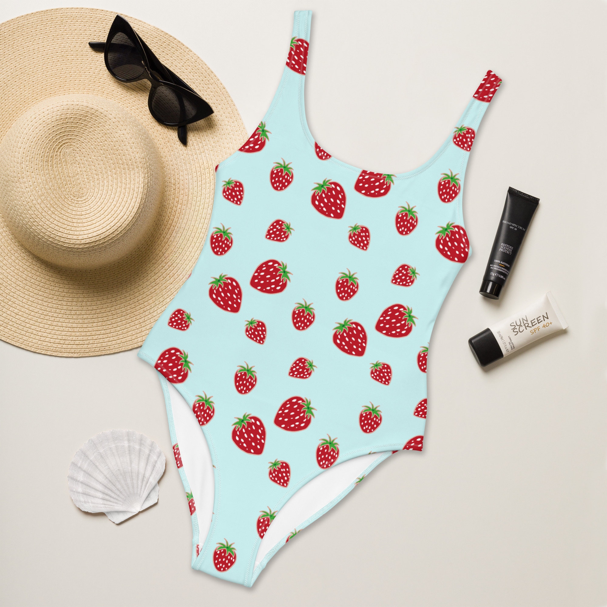 Kawaii One-piece Strawberry Swimsuit |decora Kei Swimsuit | Kidcore One ...