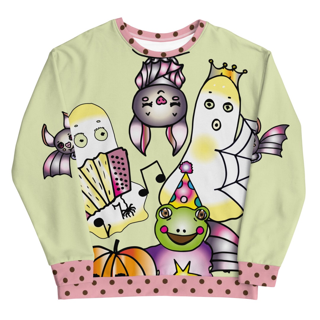 Halloween Kawaii Frog Sweatshirt Pastel Goth Decora Kei Sweatshirt Bat ...