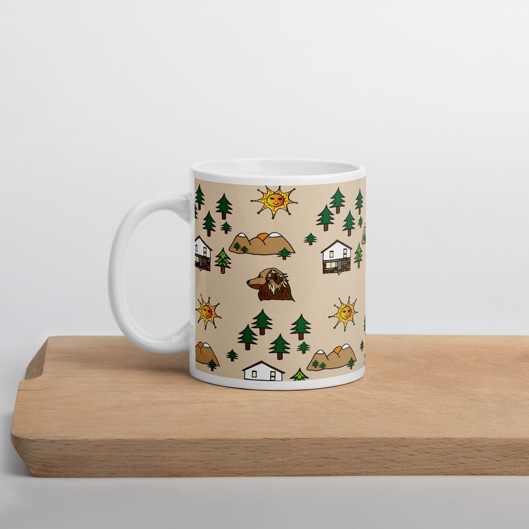 Christmas White Glossy Ceramic Mugs | Kidcore Handmade Drawing 11oz ...