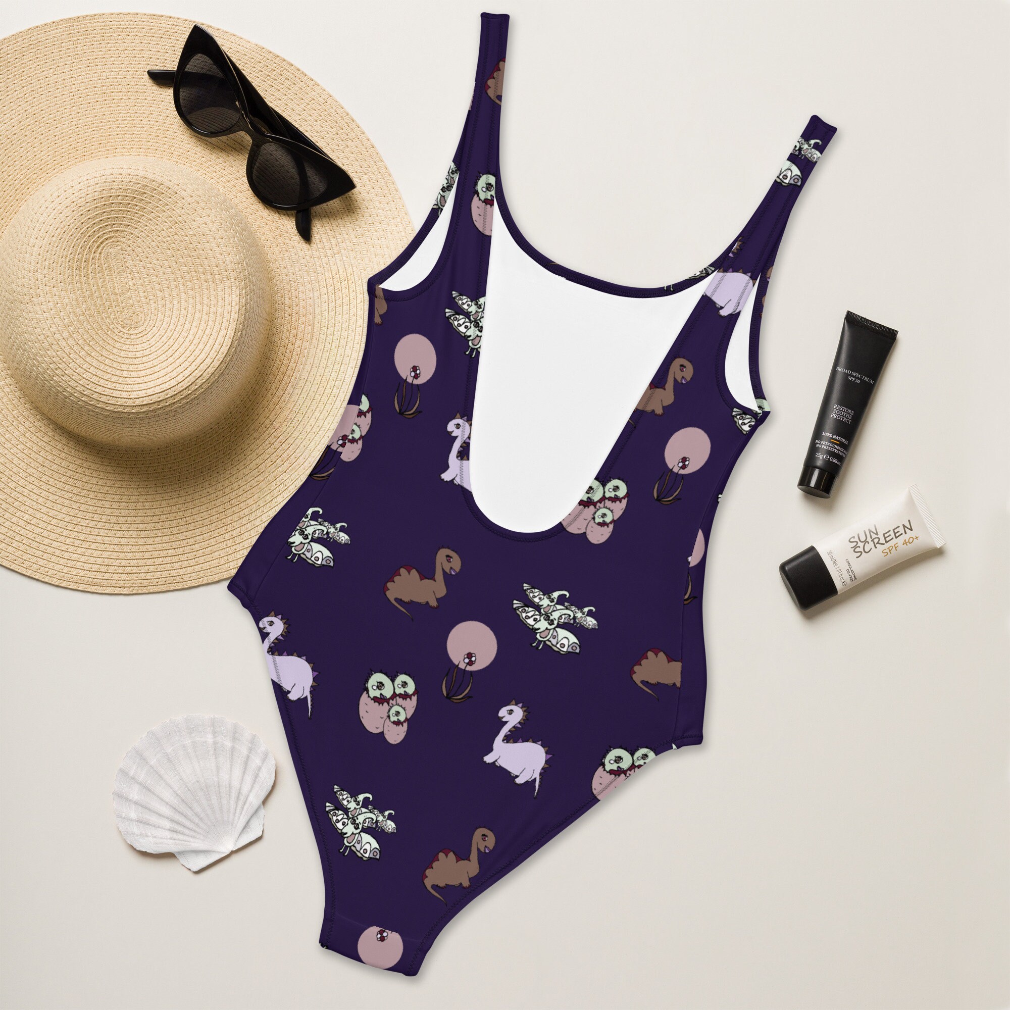 Kawaii One-piece Dinosaurs Swimsuit |decora Kei Swimsuit | Kidcore One ...