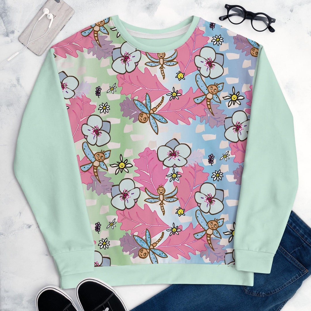 Kawaii All-over Printed Dragonfly Sweatshirt | Kidcore Pastel Goth ...