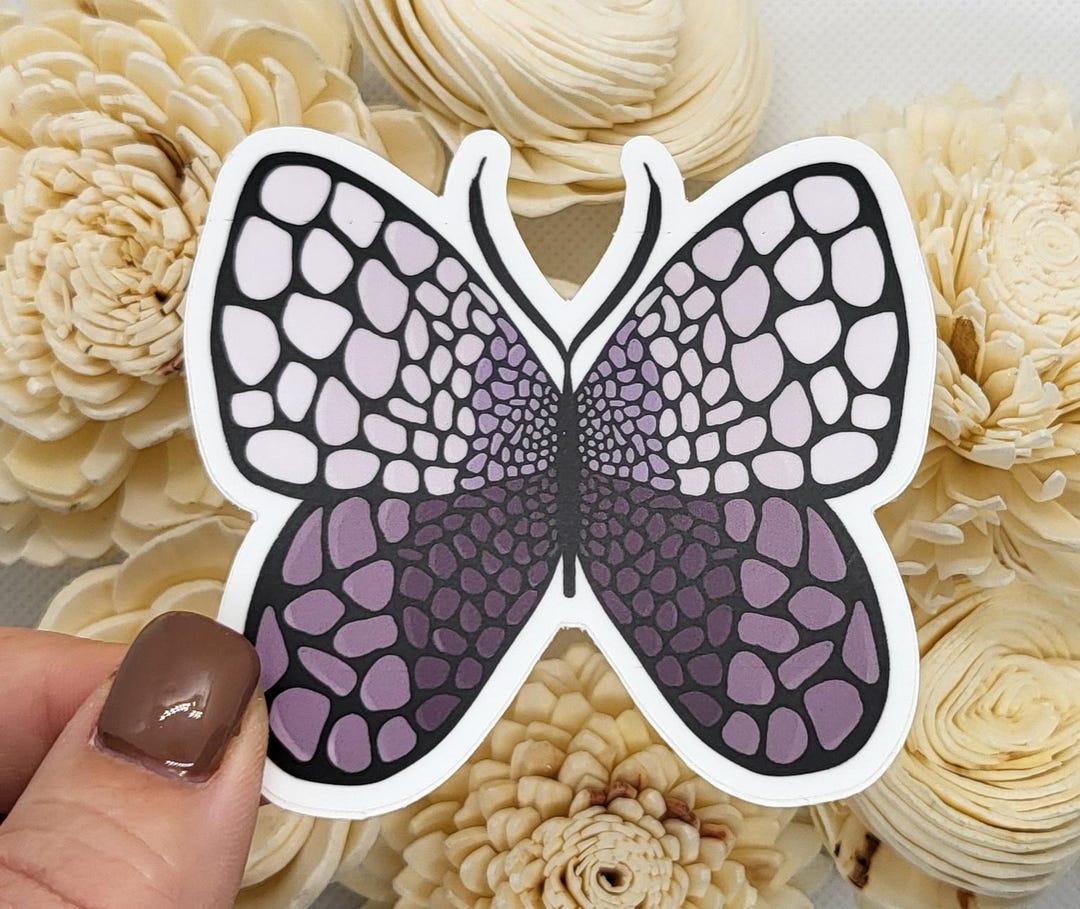 Pebble Butterfly Vinyl Sticker – Weatherproof, Scratch-resistant Decal ...