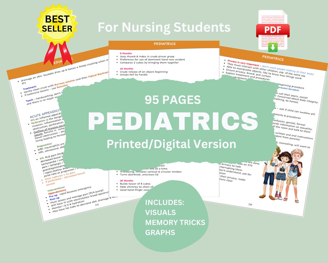 Pediatrics Bundle 95 PAGES Digital Download Nursing School Study Guide ...