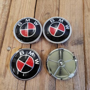 68mm Hub Caps BMW Hubcaps Set of 4 BMW Black Red Look - Etsy