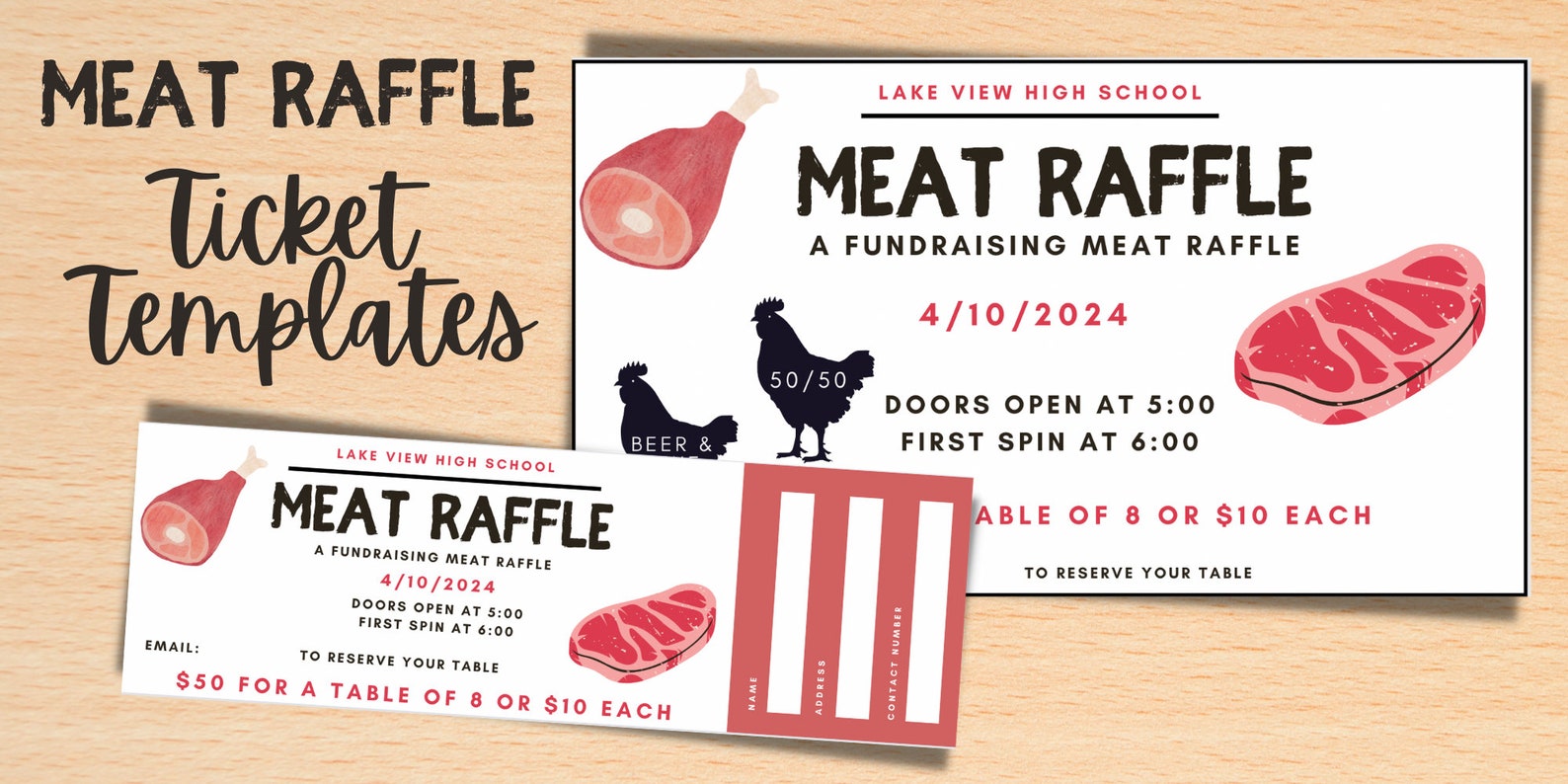 Editable Meat Raffle Fundraiser Flyer - Meat Raffle Ticket and Poster ...