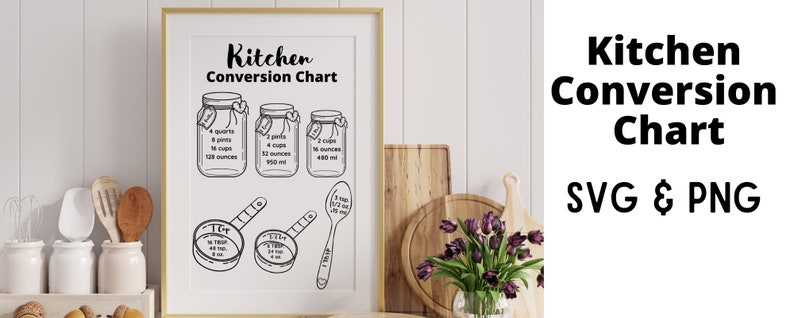 Kitchen Conversion Chart SVG, Kitchen Measurement Chart, Cut File ...